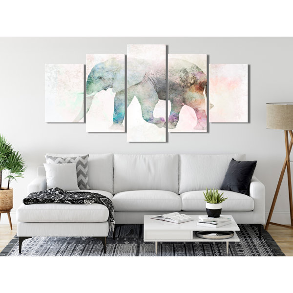 BohoLiving 5-tlg. Leinwandbilder-Set Painted Elephant | Wayfair.de